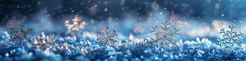 Snowflakes Floating in the Air on Blue Background Stock Image - Image ...