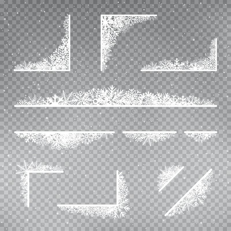 Snowflakes Frame Corner Template Set Stock Vector - Illustration of ...