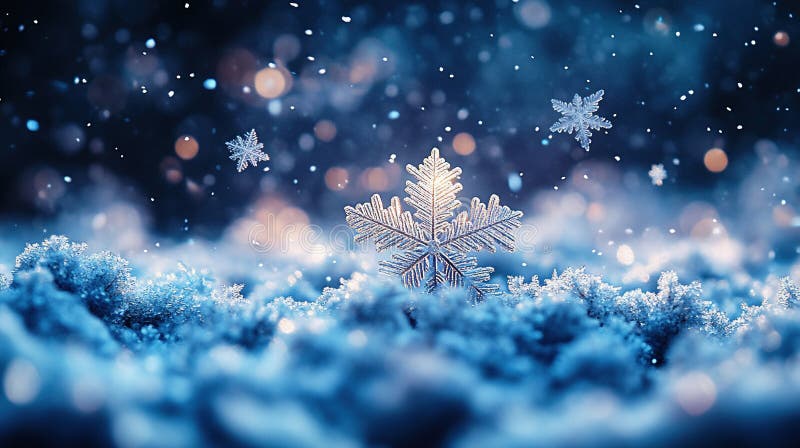 Snowflakes Gently Falling Against the Backdrop of a Night Sky Stock ...