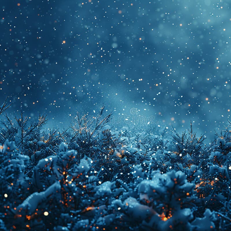 Snowflakes Gently Falling Against the Backdrop of a Night Sky Stock ...