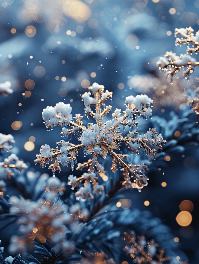 Snowflakes Gently Falling Against the Backdrop of a Night Sky Stock ...