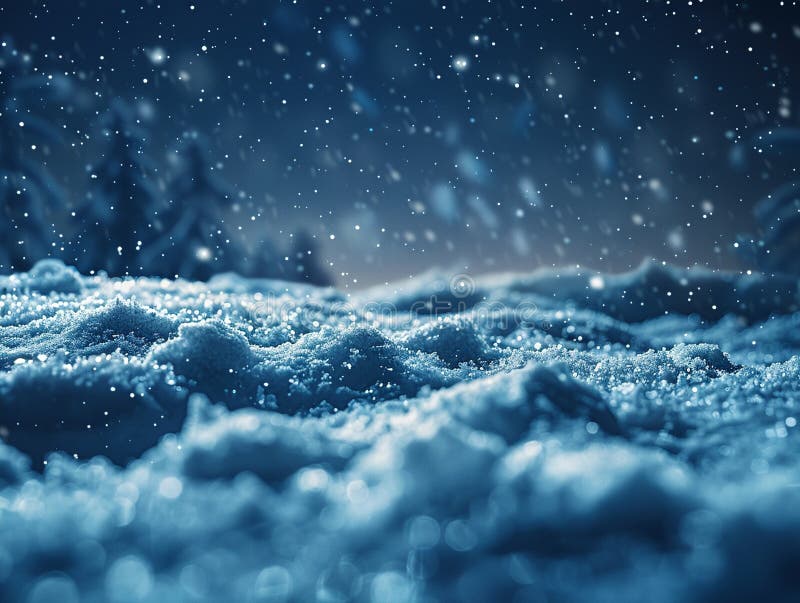 Snowflakes Gently Falling Against the Backdrop of a Night Sky Stock ...