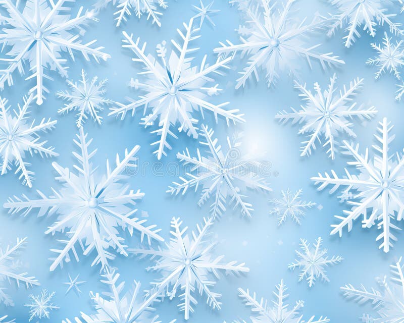 Snowflakes Gently Falling Against a Soft Blue Background on a Chilly ...