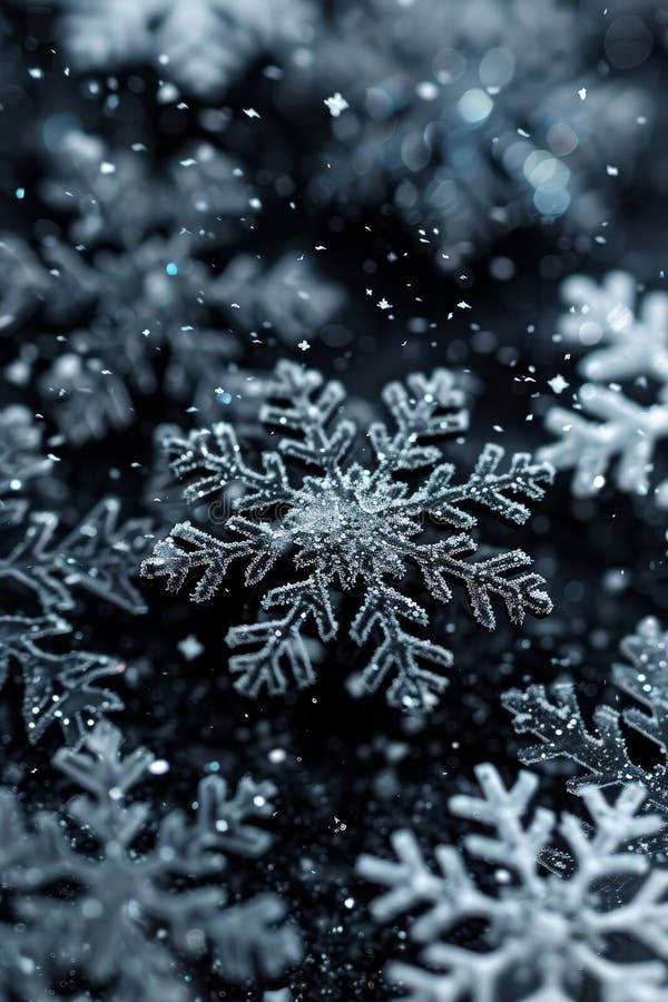 Snowflakes Gently Falling on a Dark Background during Winter S Embrace ...