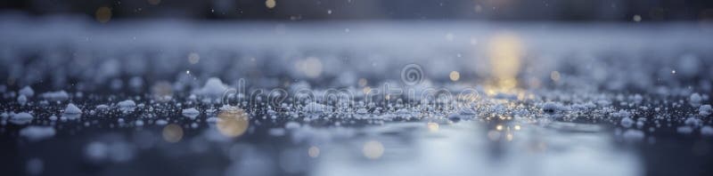 Snowflakes Gently Falling on a Frozen Pond Surface, Water, Natural ...