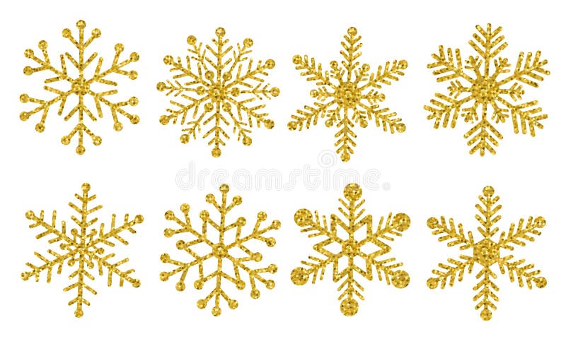 Snowflakes Gold Glitter Vector Illustration Stock Illustration ...