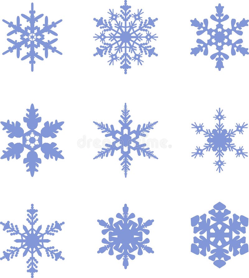 Snowflakes Icon Collection. Vector Shape Stock Vector - Illustration of ...