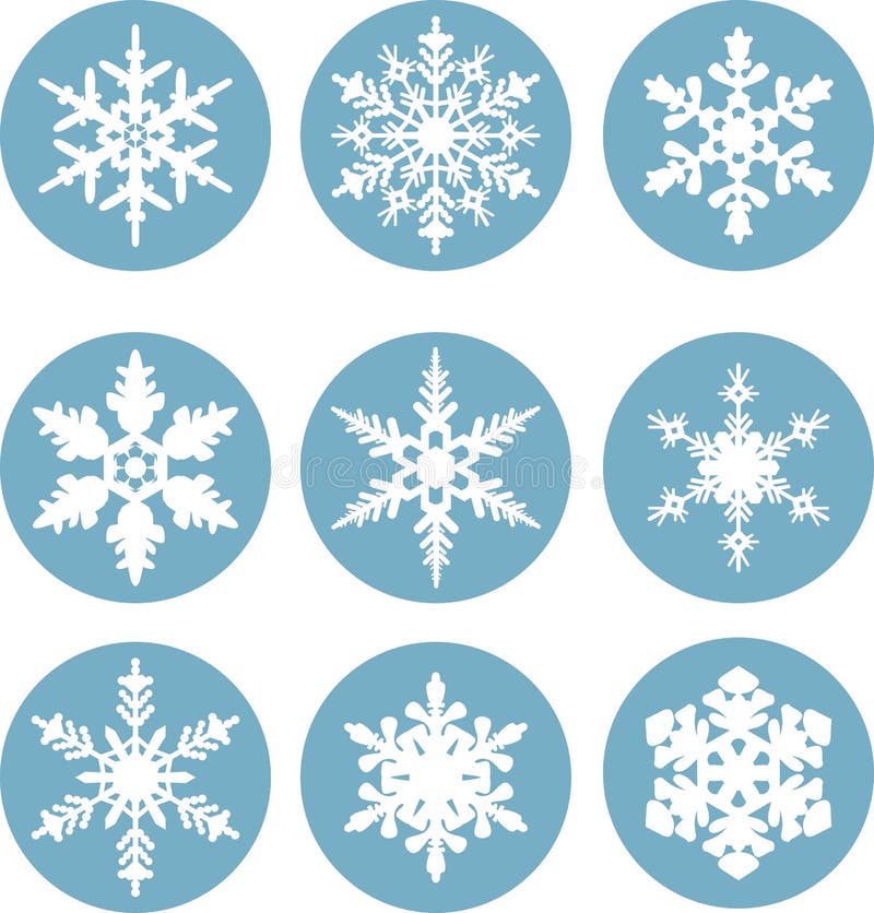 Snowflakes Icon Collection. Vector Shape Stock Vector - Illustration of ...