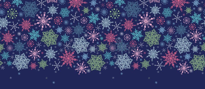 Snowflakes on Night Sky Horizontal Seamless Stock Vector - Illustration ...