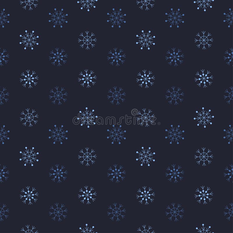 Snowflakes Pattern on Dark Blue Background Stock Vector - Illustration ...