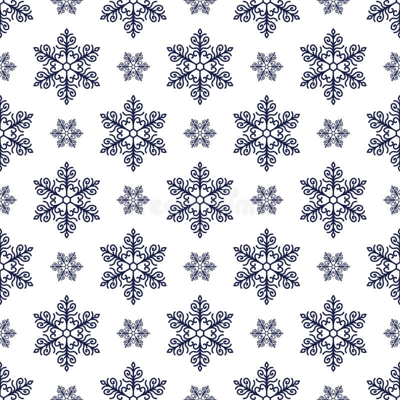 Snowflakes Seamless Pattern, Detailed Hand Drawn Vector Line ...