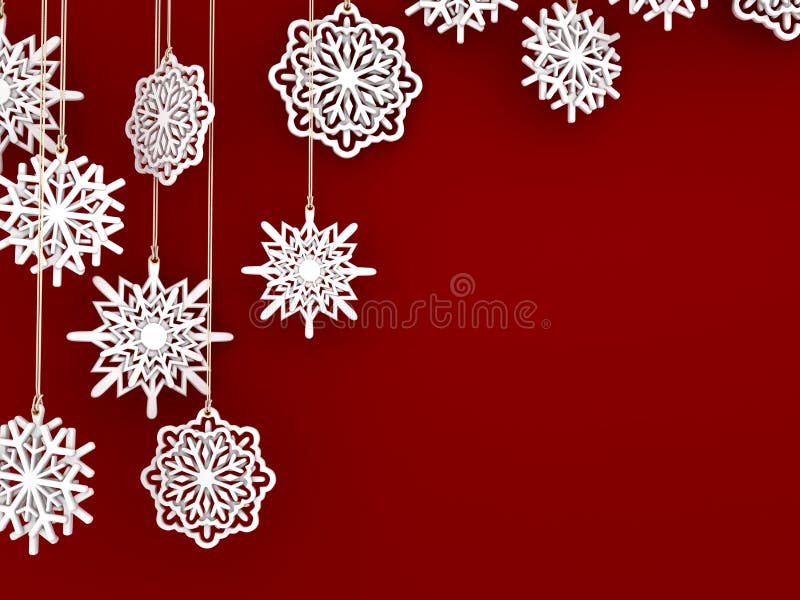 Snowflakes on Red Background Stock Illustration - Illustration of ...