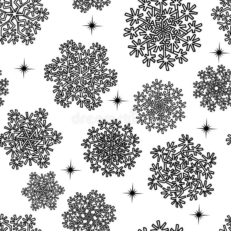 Snowflakes Seamless Pattern. Holiday Background. Black and White ... Snowflakes Seamless Pattern. Holiday Background. Black and White ...