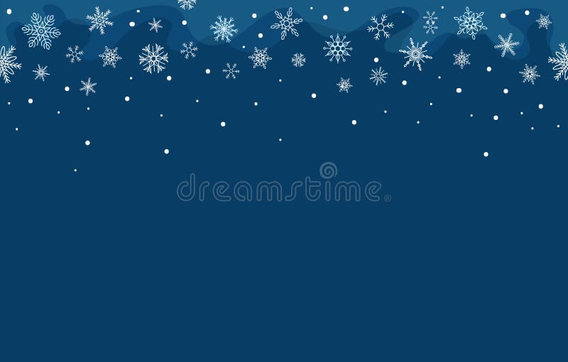Snowflakes Seamless Stripe, Upper Horizontal on Blue Stock Vector - Illustration of background ...