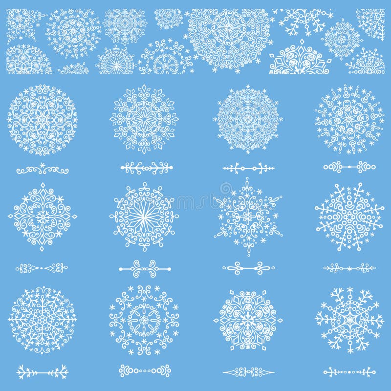 Snowflakes Dividers Stock Illustrations – 88 Snowflakes Dividers Stock ...