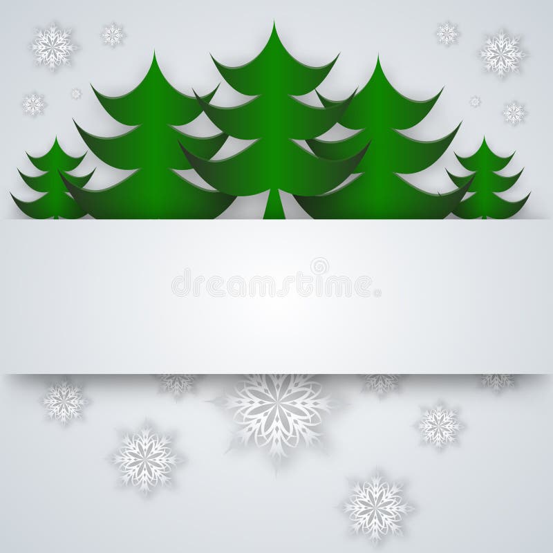 Snowflakes and Tree on a Paper Background Stock Vector - Illustration ...