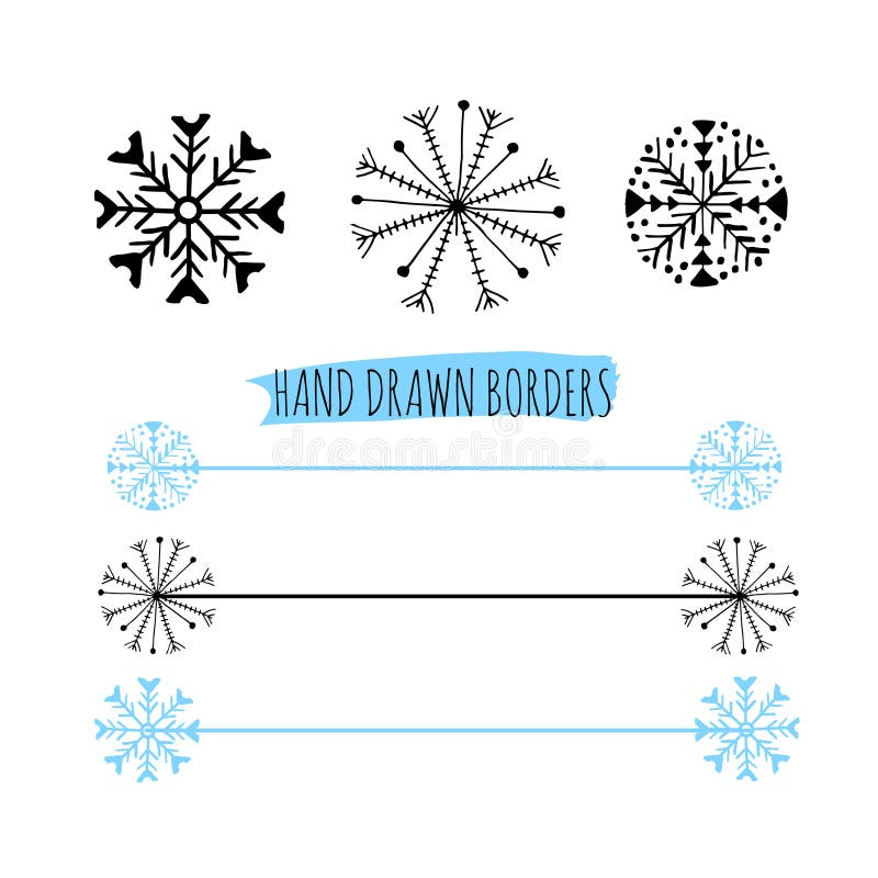 Snowflakes Vector Dividers. Christmas Modern Decoration. Stock Vector ...