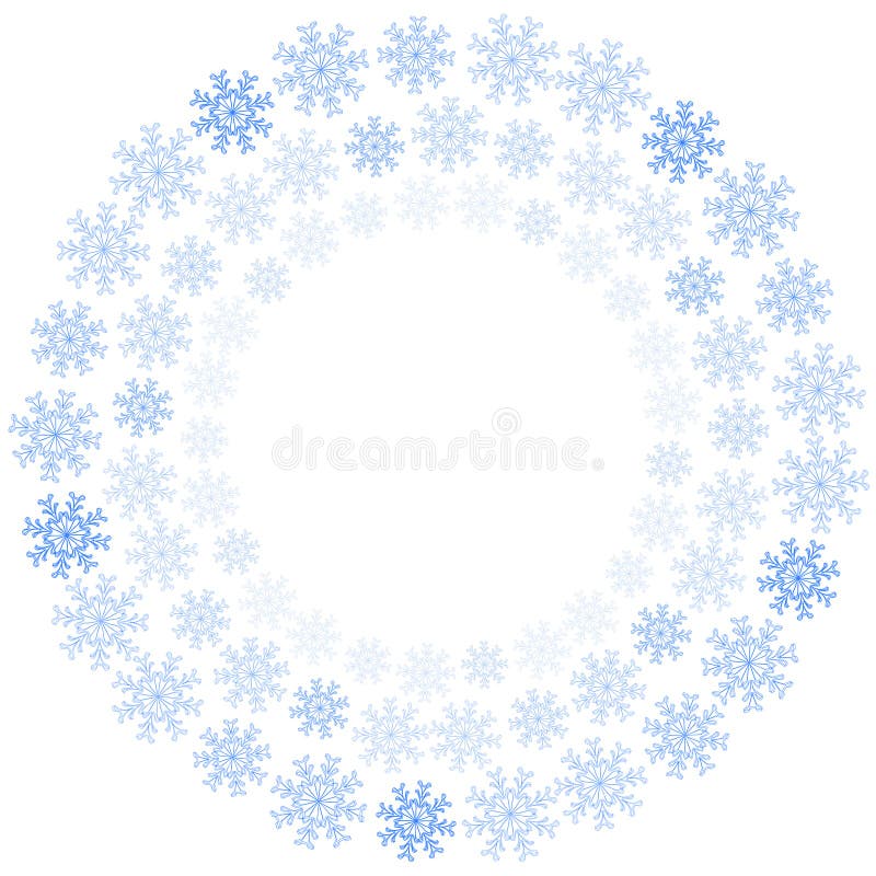 Snowflakes Vector. Winter Round Frame Template on White Background ...