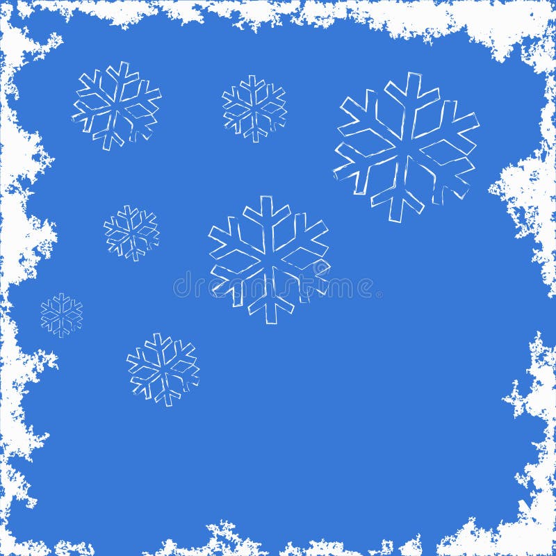 Snowflakes White and Frozen Frame, Greeting Card, Blue Background ...