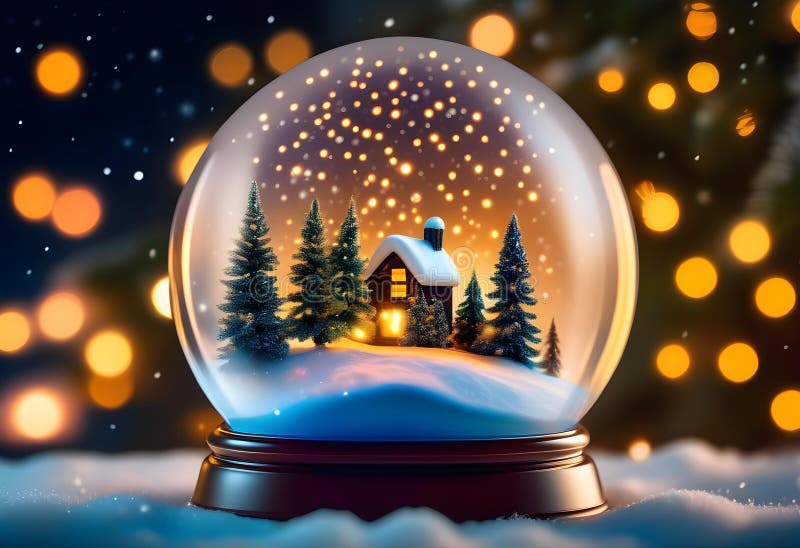 Snowglobe in Eve Night - Wish Concept - Abstract Defocused Background ...