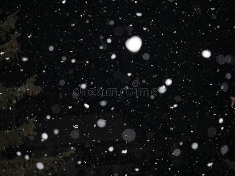 Snowing at Night in Dolomites Mountains Stock Image - Image of ...
