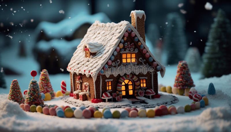 Snowing Night, Gingerbread House, Cookie Decoration, Candy Celebration ...