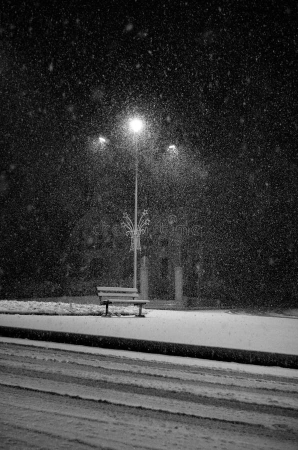 Snowing in the night stock image. Image of flakes, snowing - 31942607