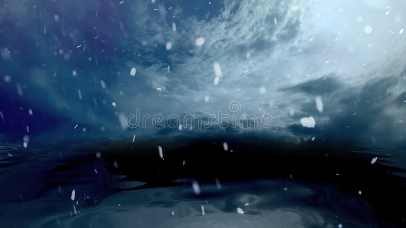 Snowing on Stormy Clouds Over Dark Ocean Stock Image - Image of drops ...