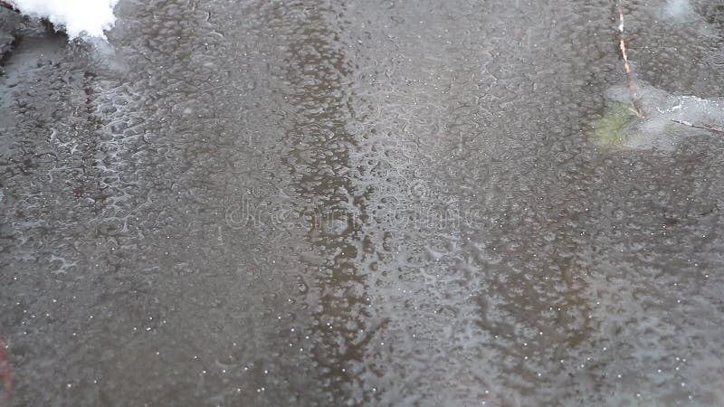 Snowing in Water and Melting - a Layer of Ice Forms Stock Video - Video ...