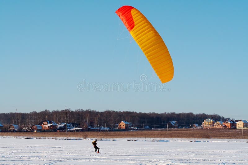 Snowkiting stock image. Image of kiteboarding, nature - 1939247