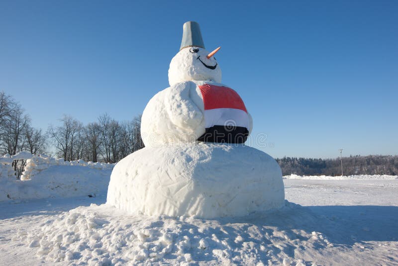 Snowman in a Winter Landscape Stock Photo - Image of blue, snowman ...
