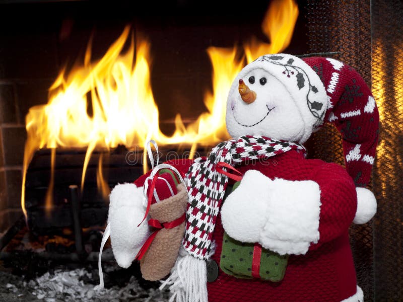 Snowman stock image. Image of flame, decoration, fireplace - 17430515