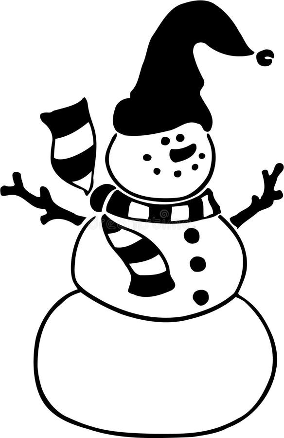 Black and White Christmas Snowman Stock Vector - Illustration of ...