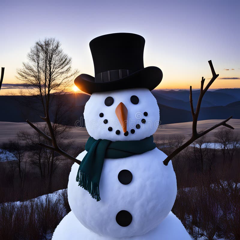 Snowman, ai-generatet stock illustration. Illustration of weather ...