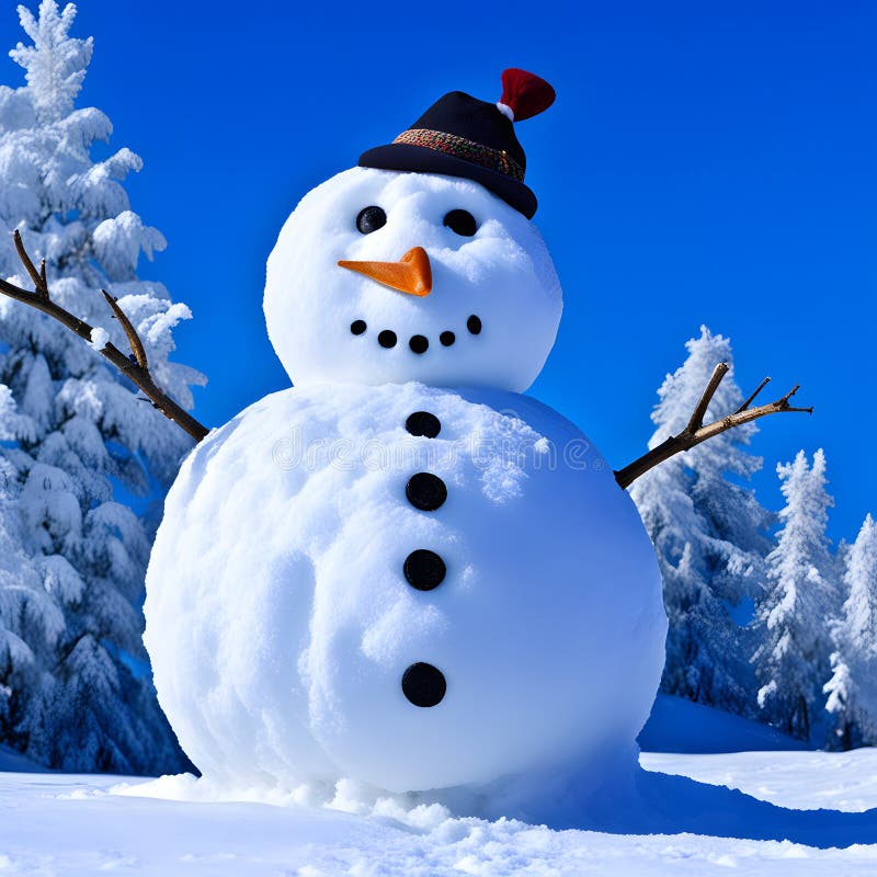 Snowman, ai-generatet stock photo. Image of cold, snowman - 300845492
