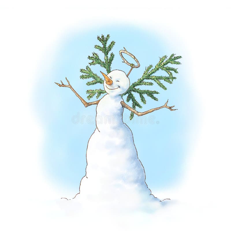 Snowman angel stock illustration. Illustration of pine - 47614171