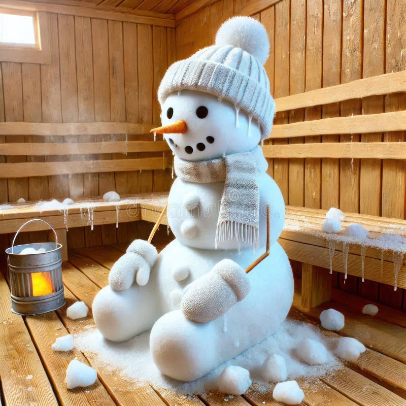 A Snowman in a Bath with a Carrot instead of a Nose. Stock Photo ...