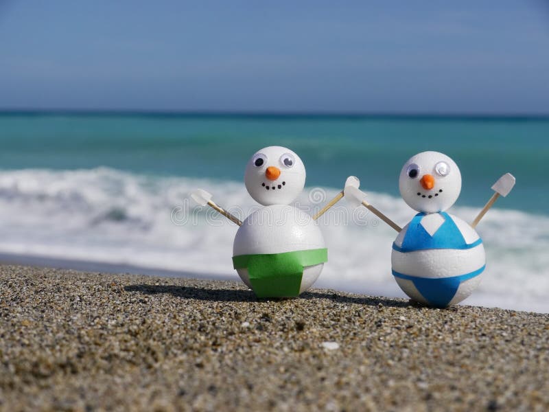 Snowman beach vacation stock photo. Image of tourist - 27326998