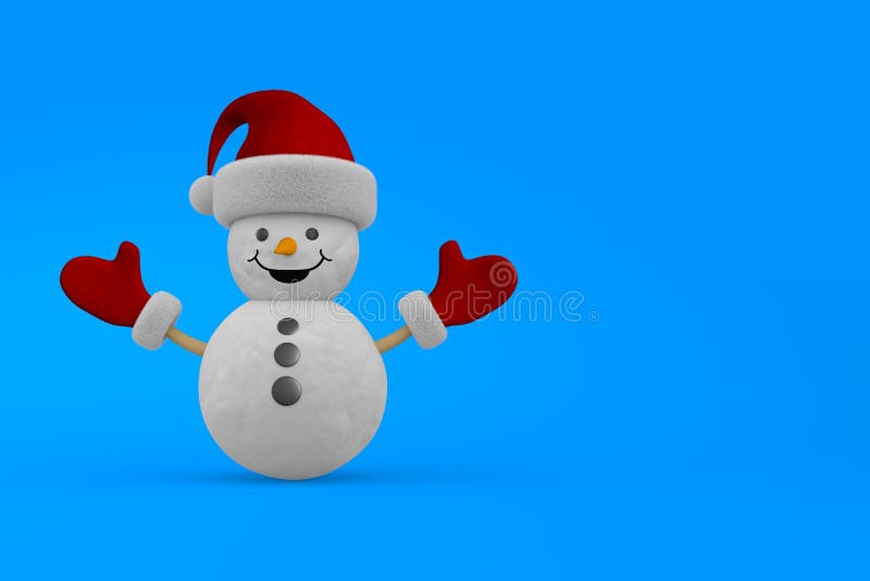 Snowman on Blue Background. Isolated 3D Illustration Stock Illustration ...