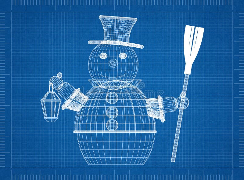 Snowman Blueprint Background Stock Illustration - Illustration of ...