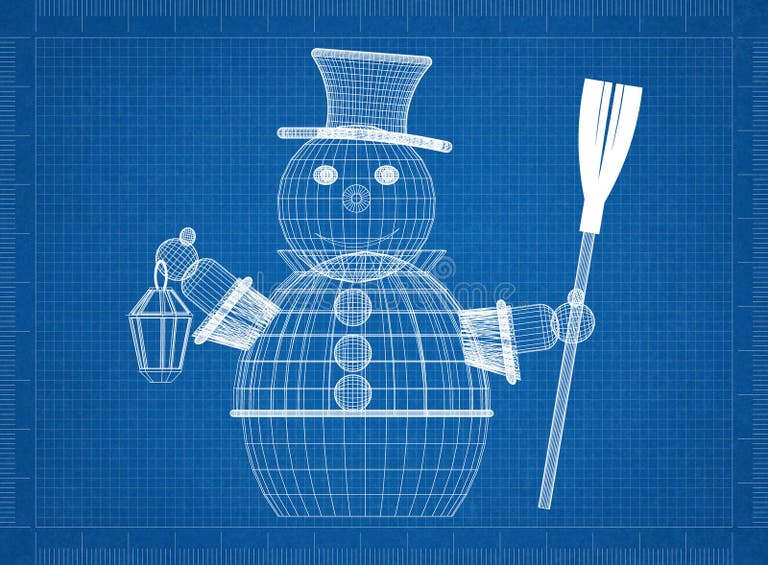 Snowman Blueprint Background Stock Illustration - Illustration of ...