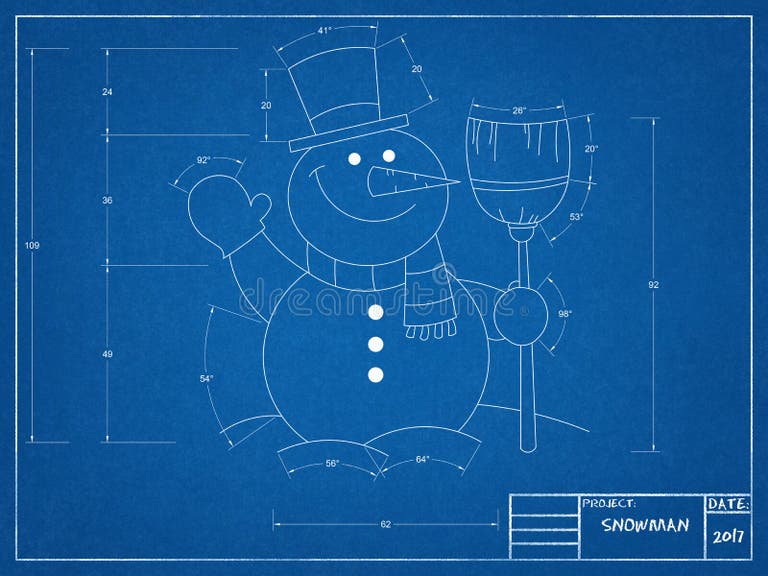 Snowman - Blueprint stock illustration. Illustration of geometry - 78633370