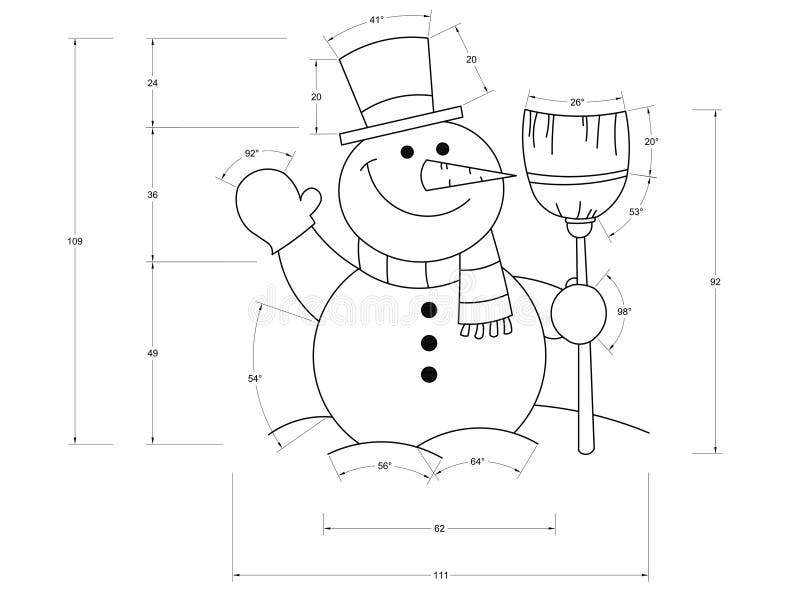 Snowman Blueprint stock illustration. Illustration of january - 47238091