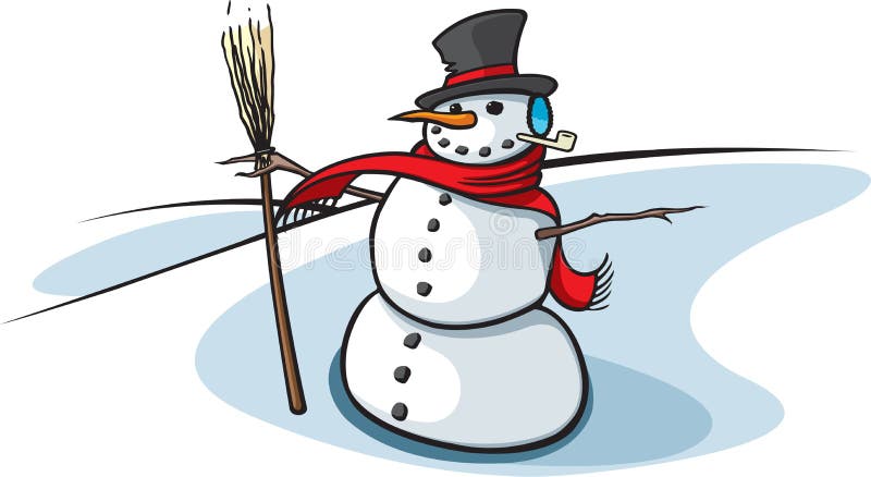 Snowman with broom stock vector. Illustration of holidays - 44926834