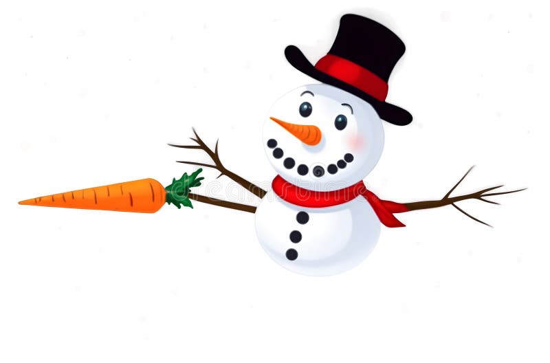 Snowman with Carrots with an Isolated Background Stock Image - Image of ...