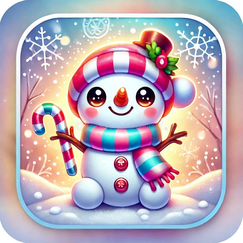 The Snowman Cartoon Character Looks Very Chibi Stock Illustration ...