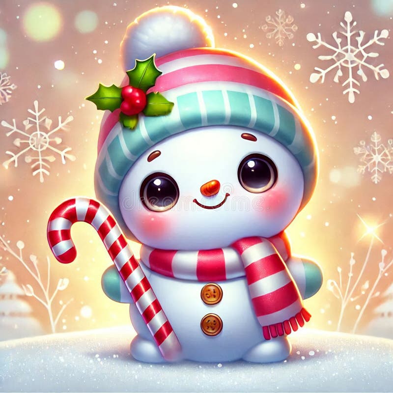 The Snowman Cartoon Character Looks Very Chibi Stock Illustration ...
