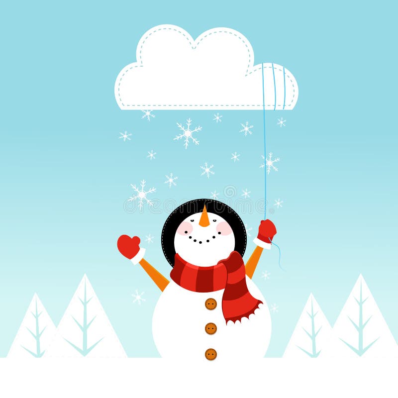 Snowman Catching a Snowflake Stock Illustration - Illustration of happy ...