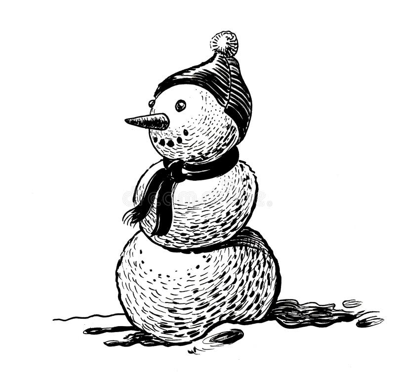 Snowman character stock illustration. Illustration of sketch - 323762260