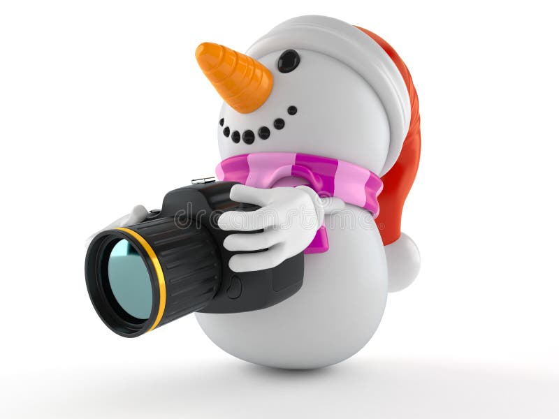 3d Snowman with a camera stock illustration. Illustration of festive ...